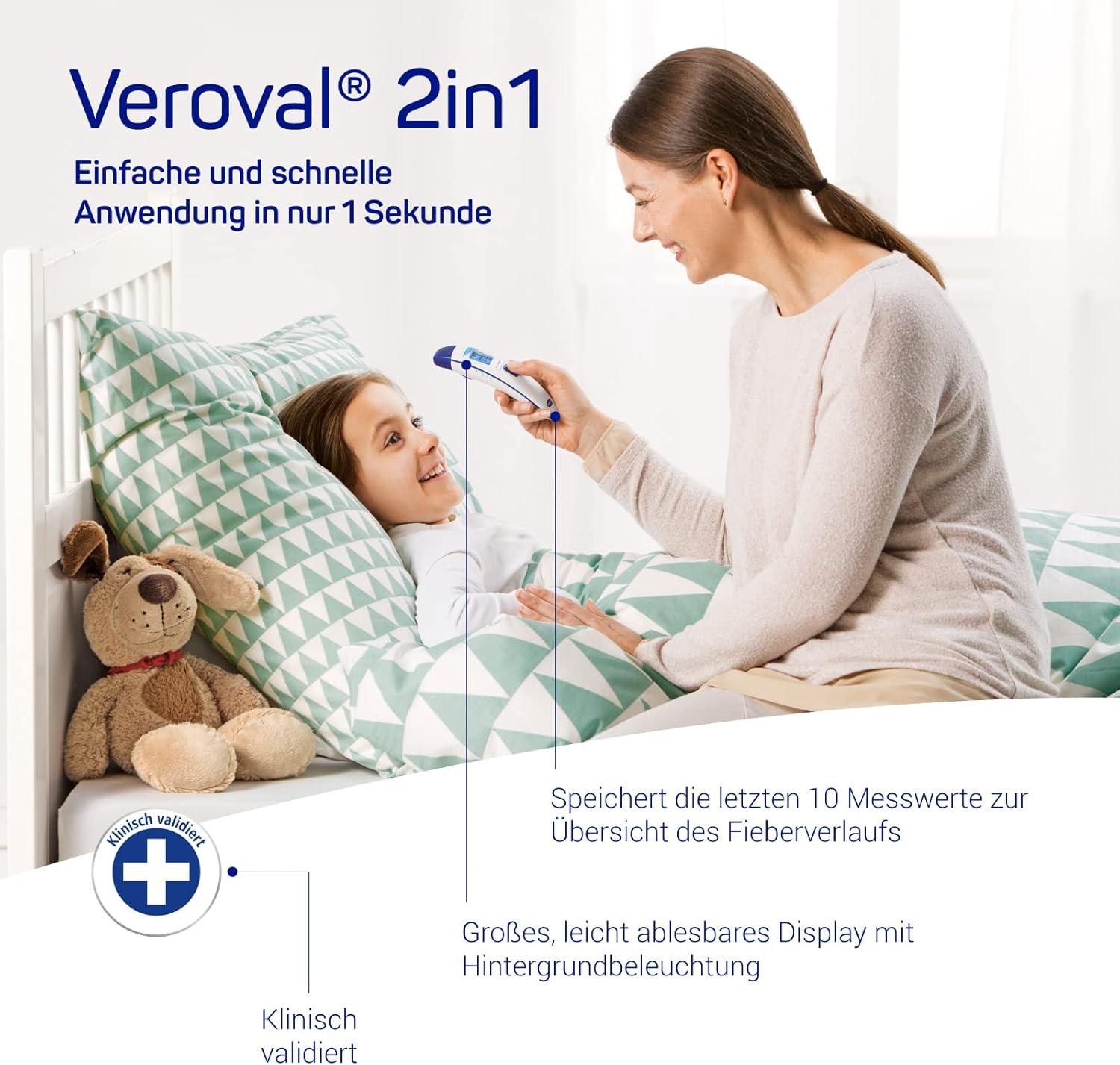 Veroval 2 in 1 Infrared Fever Thermometer - Fast Ear & Forehead ...