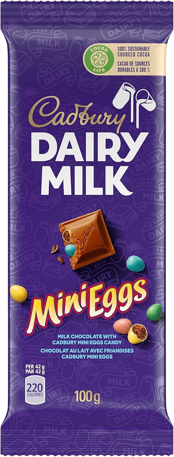 Cadbury Dairy Milk Mini Eggs Chocolate Candy Bar 100g & Dairy Milk ...