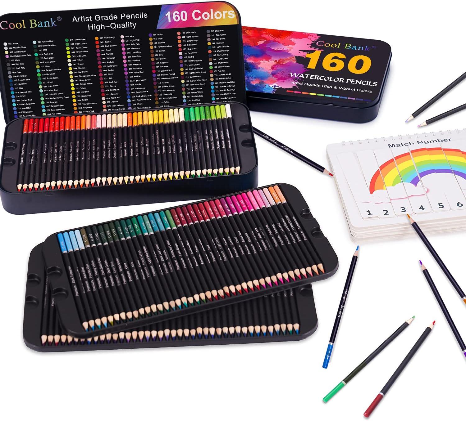 COOL BANK 160 Watercolor Pencils Set - Vibrant Colors for Coloring ...