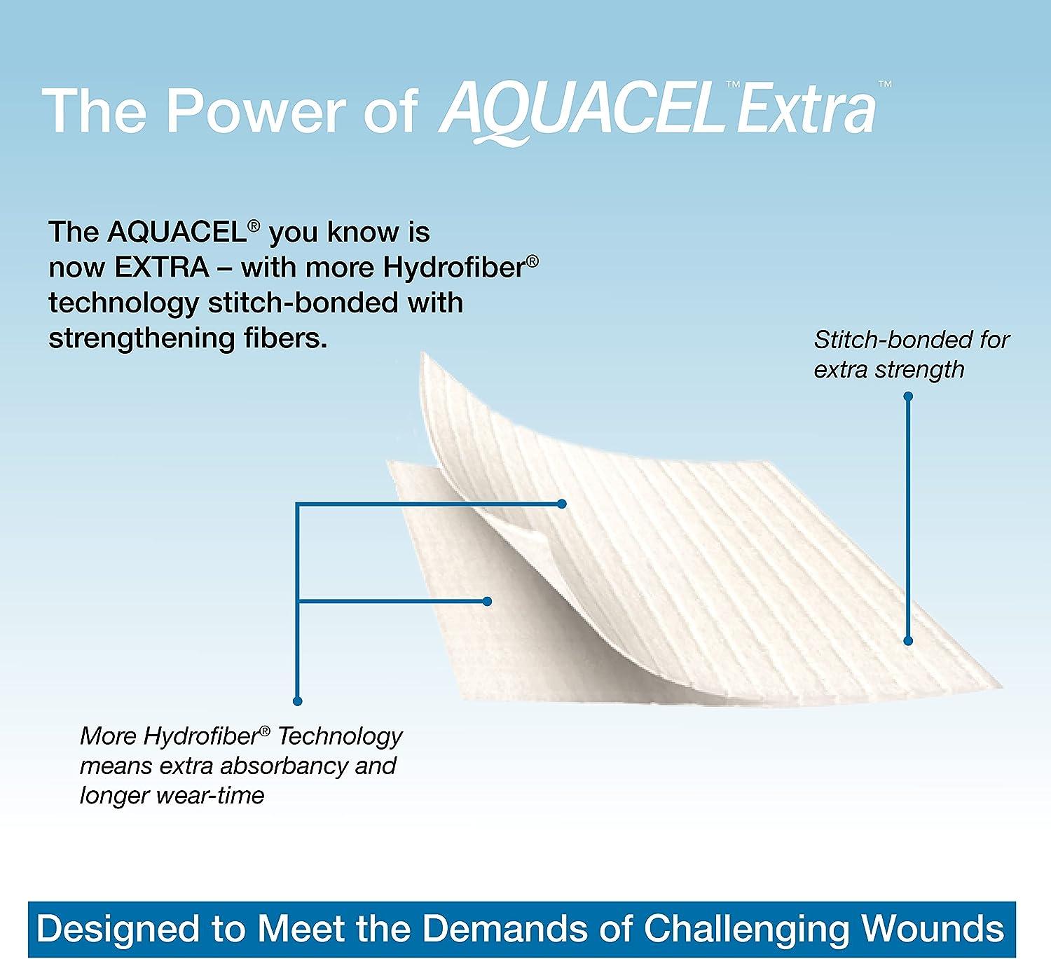 AQUACEL Extra Hydrofiber 6x6 Dressing - Soft, Absorbent Non-Woven Wound ...