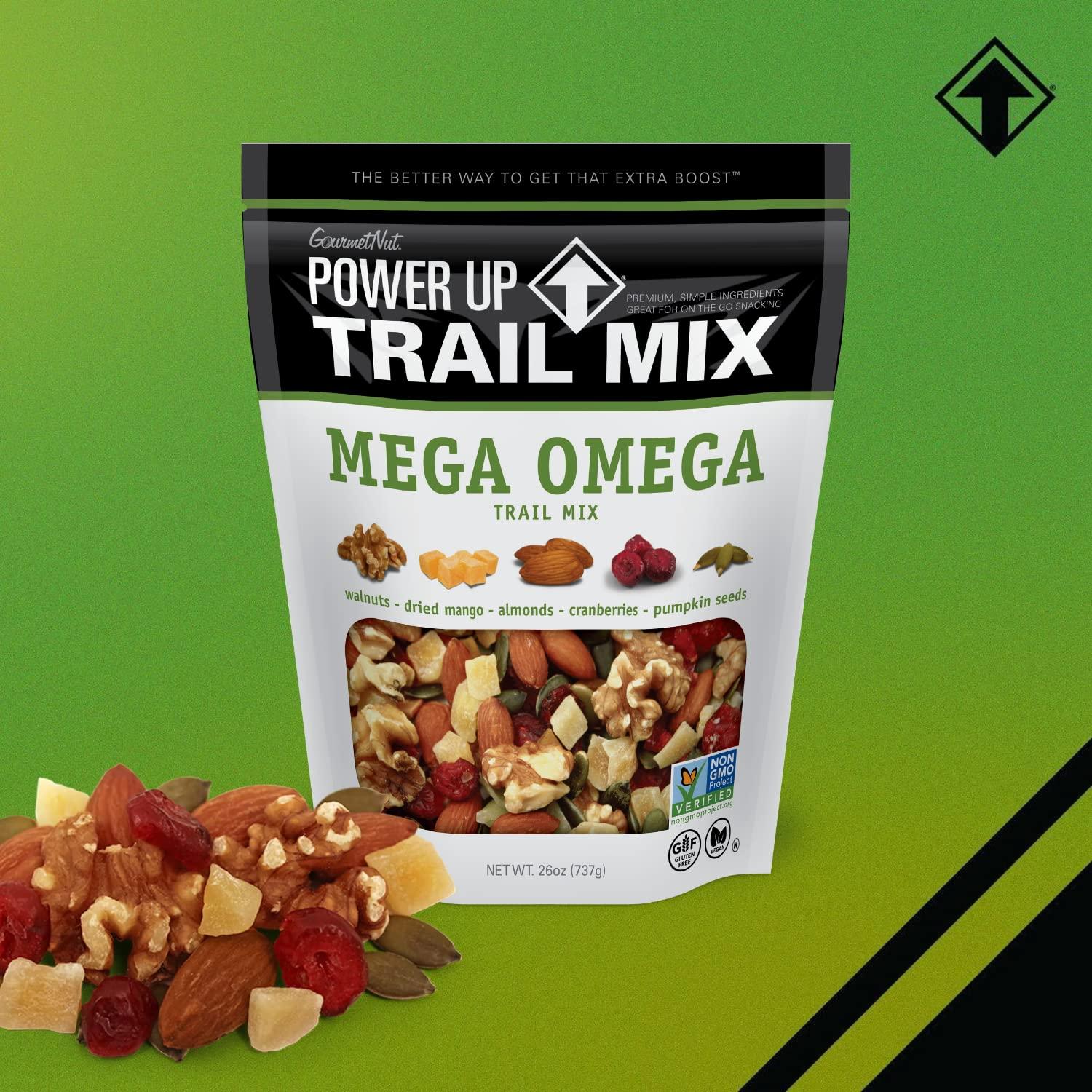 GourmetNut Power Up Mega Omega Trail Mix 26 oz - Healthy Snack Mix ...
