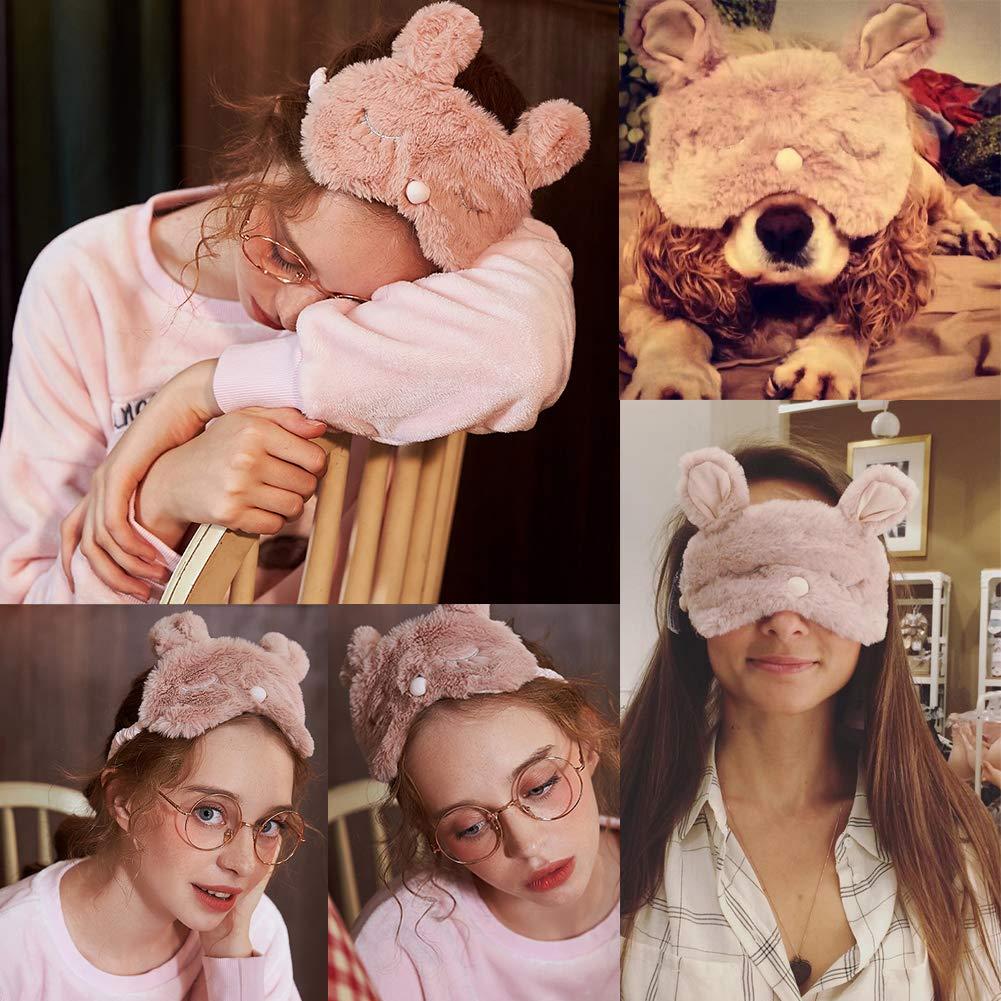Shinywear Women Plush Rabbit Eye Mask Cute Sleeping Blindfold Eye Cover ...
