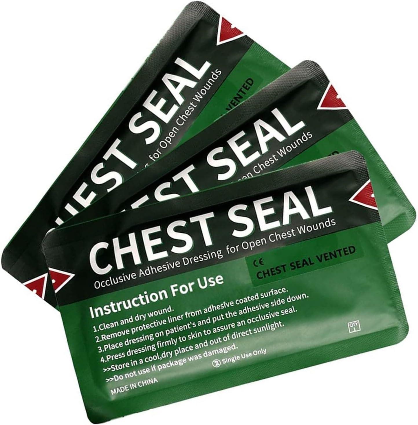 3-Pack Vent Chest Seal | Emergency Trauma First Aid Set | Sterile Wound ...