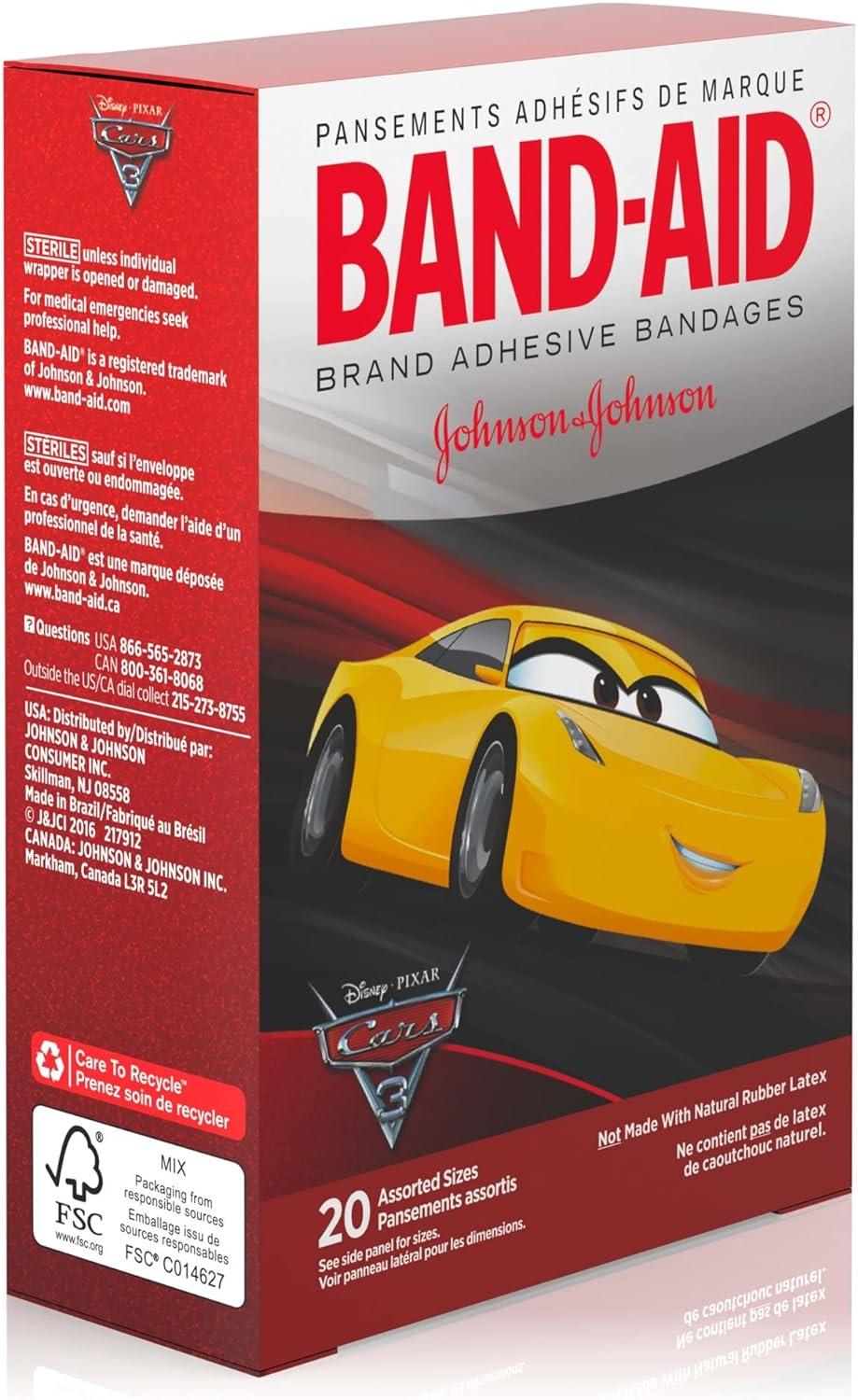 Band-Aid Adhesive Bandages Disney Pixar Cars 3 - 20 ct Pack of 3 | Buy ...