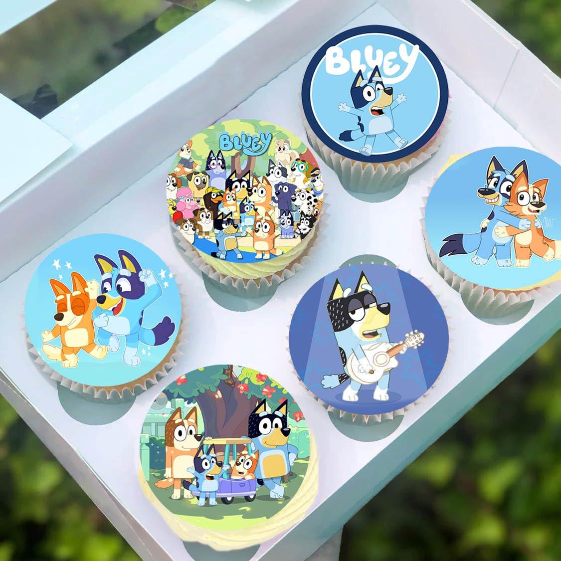 24 x Pre-Cut Bluey 1 Edible Stand up Wafer Paper Cupcake Toppers Cake ...