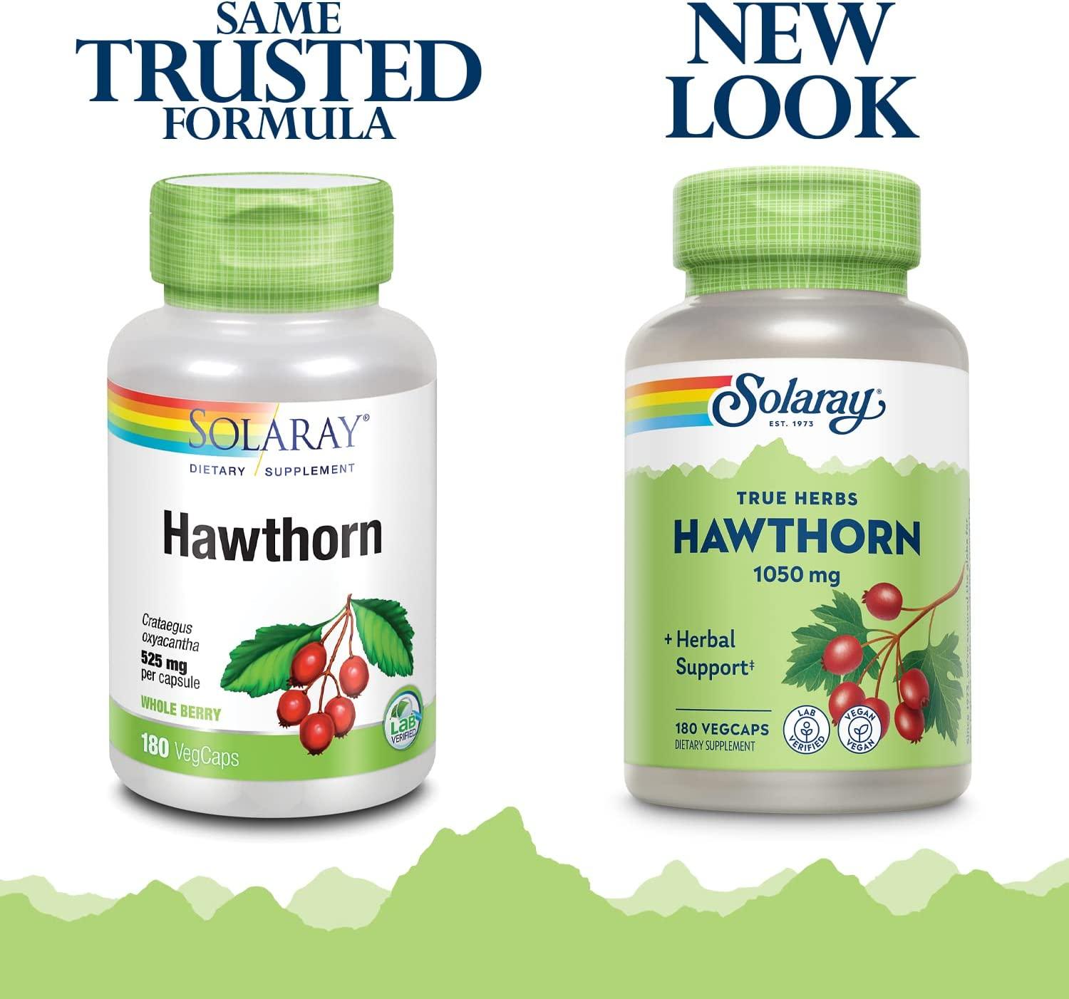 Solaray Hawthorn Berry 1050mg | Cardiovascular Support | Non-GMO Vegan ...