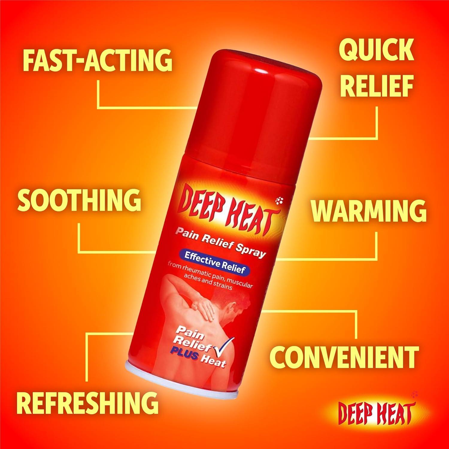 Deep Heat - Muscle Rescue Heat Spray Fast Acting Soothing Relief 72.5 ...