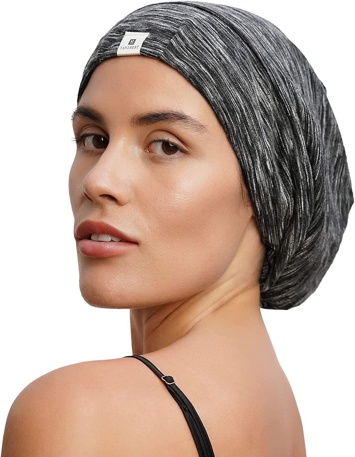 YANIBEST Silk Satin Bonnet Hair Cover Sleep Cap - Large Blue Floral ...