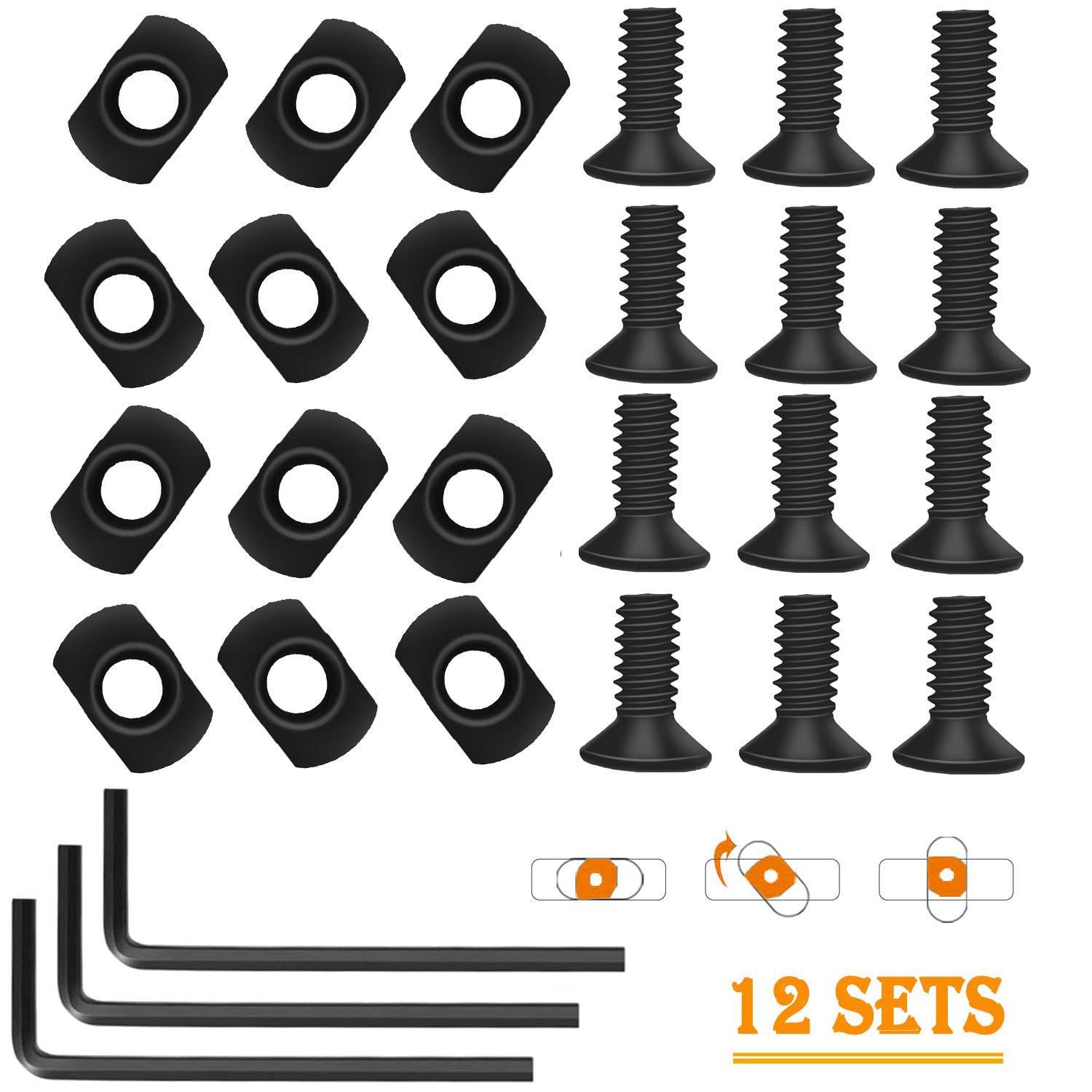 Ficero 12 PCS Mlok Screws and Nuts Replacement Sets - M-Lok Rail Mount ...