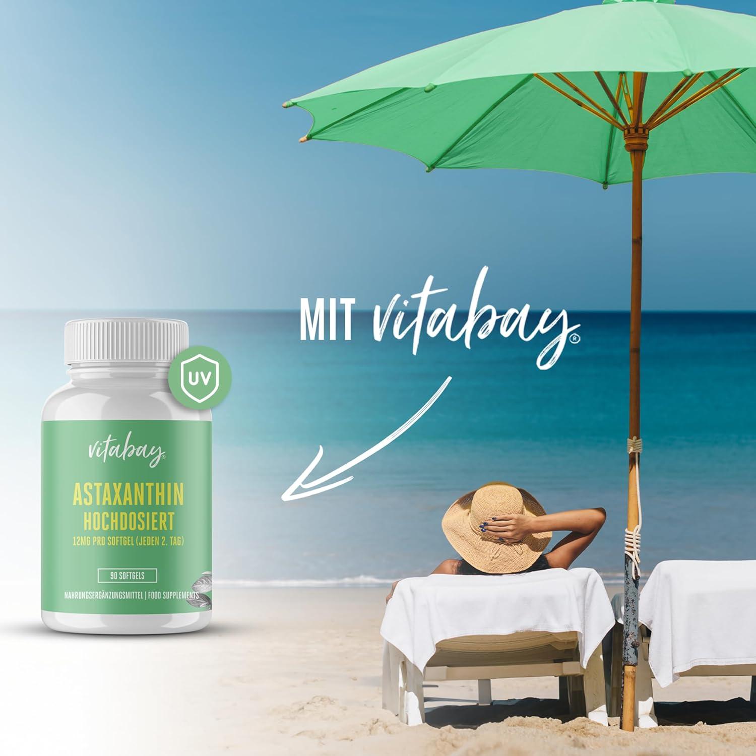 VITABAY Astaxanthin 12mg Vegan Softgel Capsules - High Dose Antioxidant ...