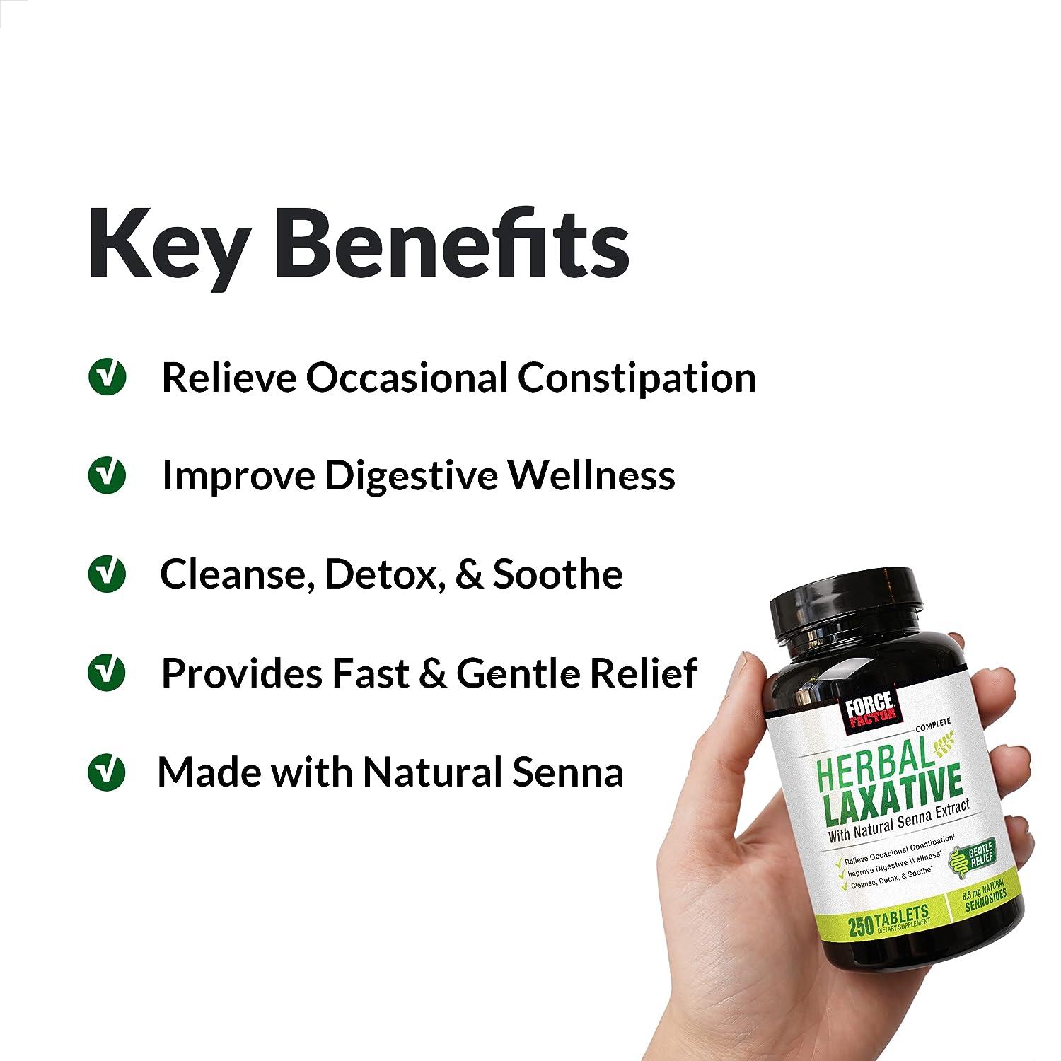Force Factor Herbal Laxative for Constipation Relief - 250 Tablets ...
