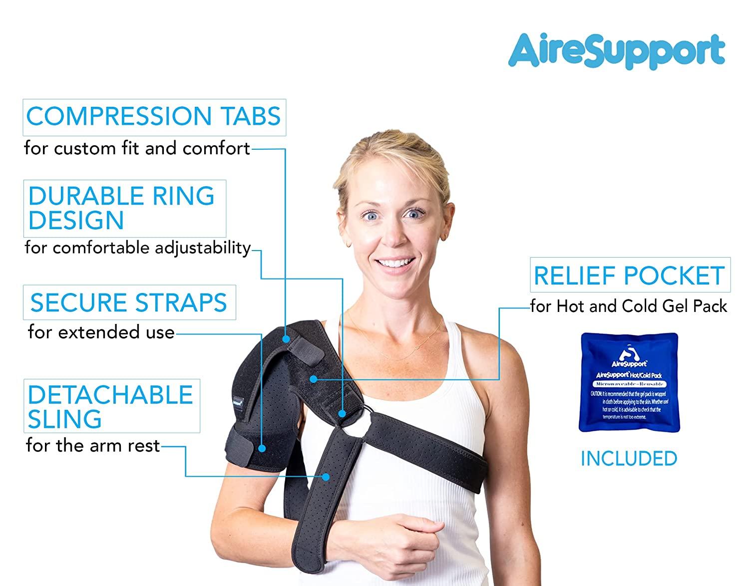 AireSupport Adjustable Shoulder Compression Sleeve with Ice/Heat Pack ...