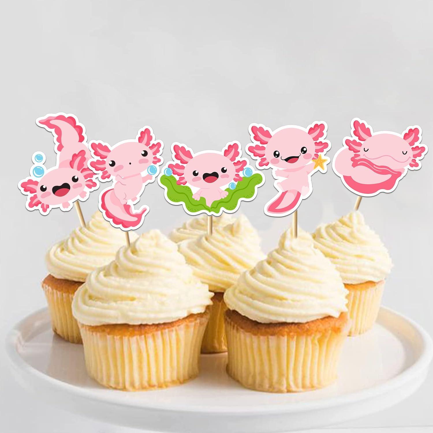 Pink Axolotl Cupcake Topper for for Pink Fish Birthday Cupcake ...
