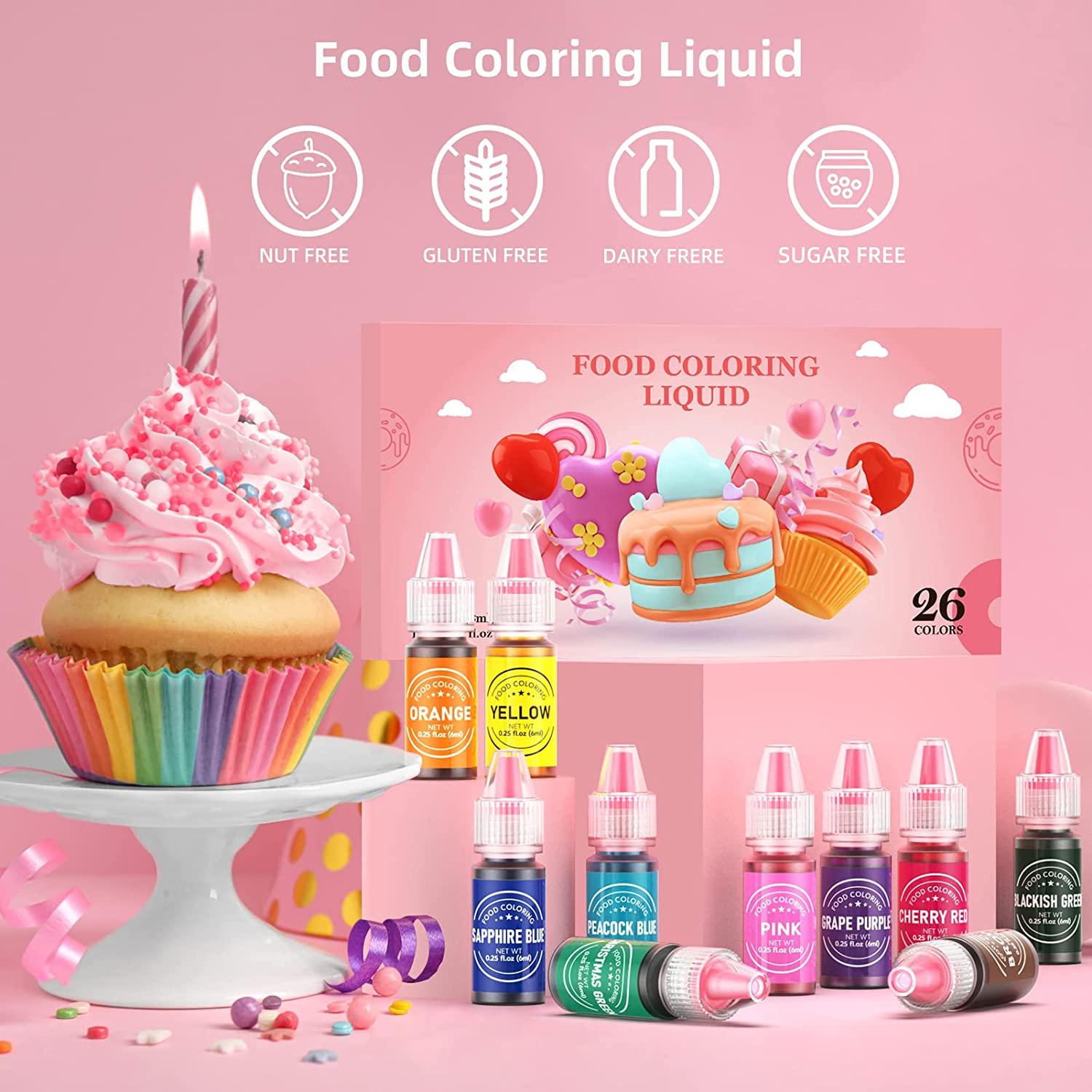 Food Coloring for Baking - 26 Vibrant Cake Food Coloring Liquid Set for ...