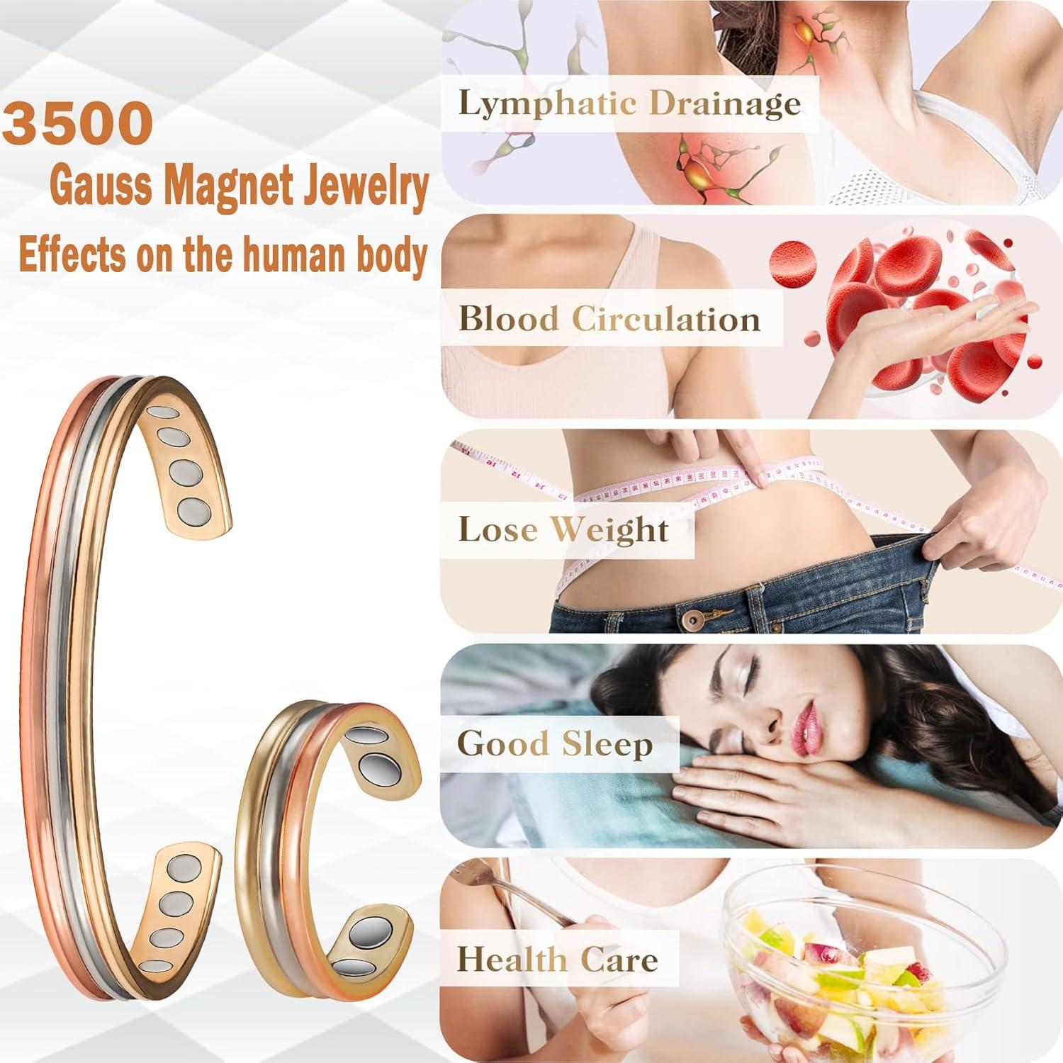 Pure Copper Magnetic Therapy Jewelry Set for Arthritis Relief ...