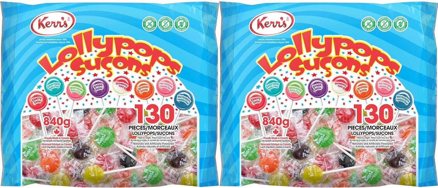Kerr's Assorted lollipops lollypops 130ct pack fo 2 (total 260ct) bulk ...