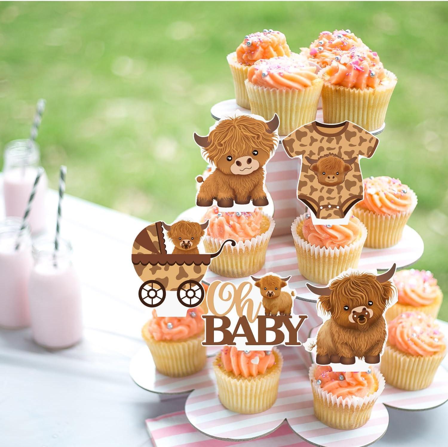Highland Cow Baby Shower Cupcake Toppers Holy Cow Cupcake Toppers 48Pcs ...