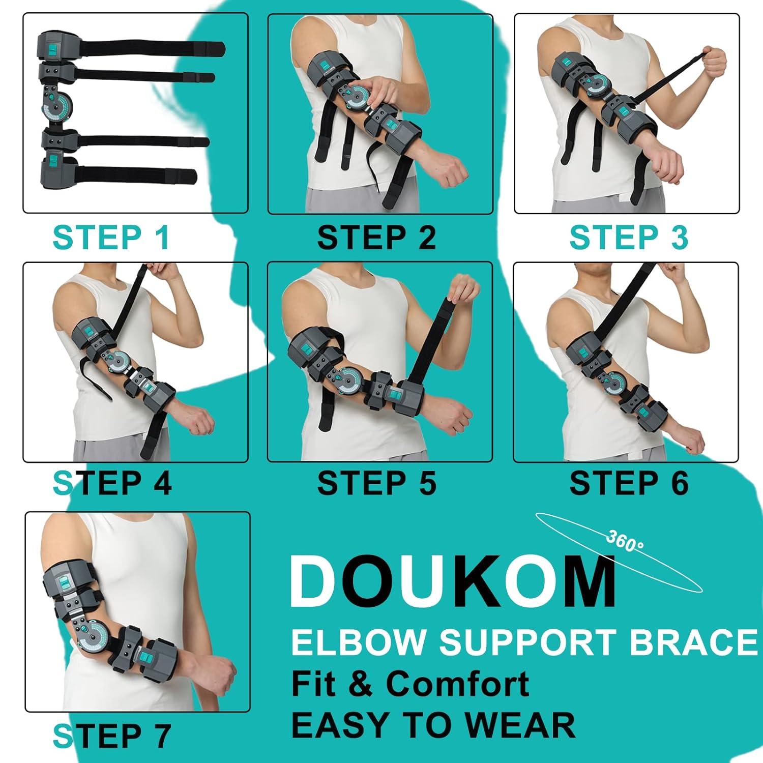 Hinged Elbow Brace - Adjustable ROM Post-Op Arm Splint with Sling ...