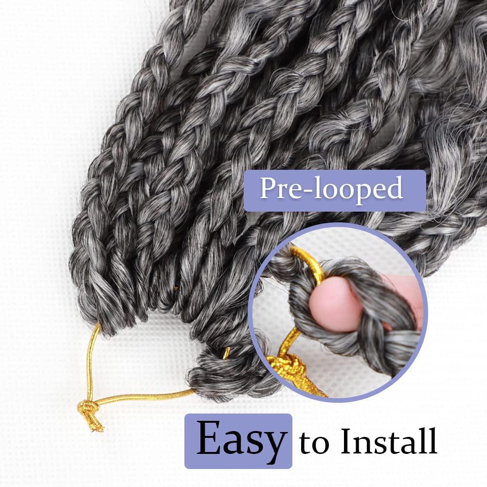 12 Inch Boho Box Braids Crochet Hair | Prelooped with Curly Ends | 7 ...