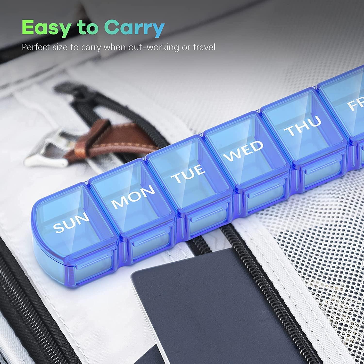 Extra Large Pill Organizer 2 Pack, XL Pill Box 7 Day, Weekly Pill Case ...