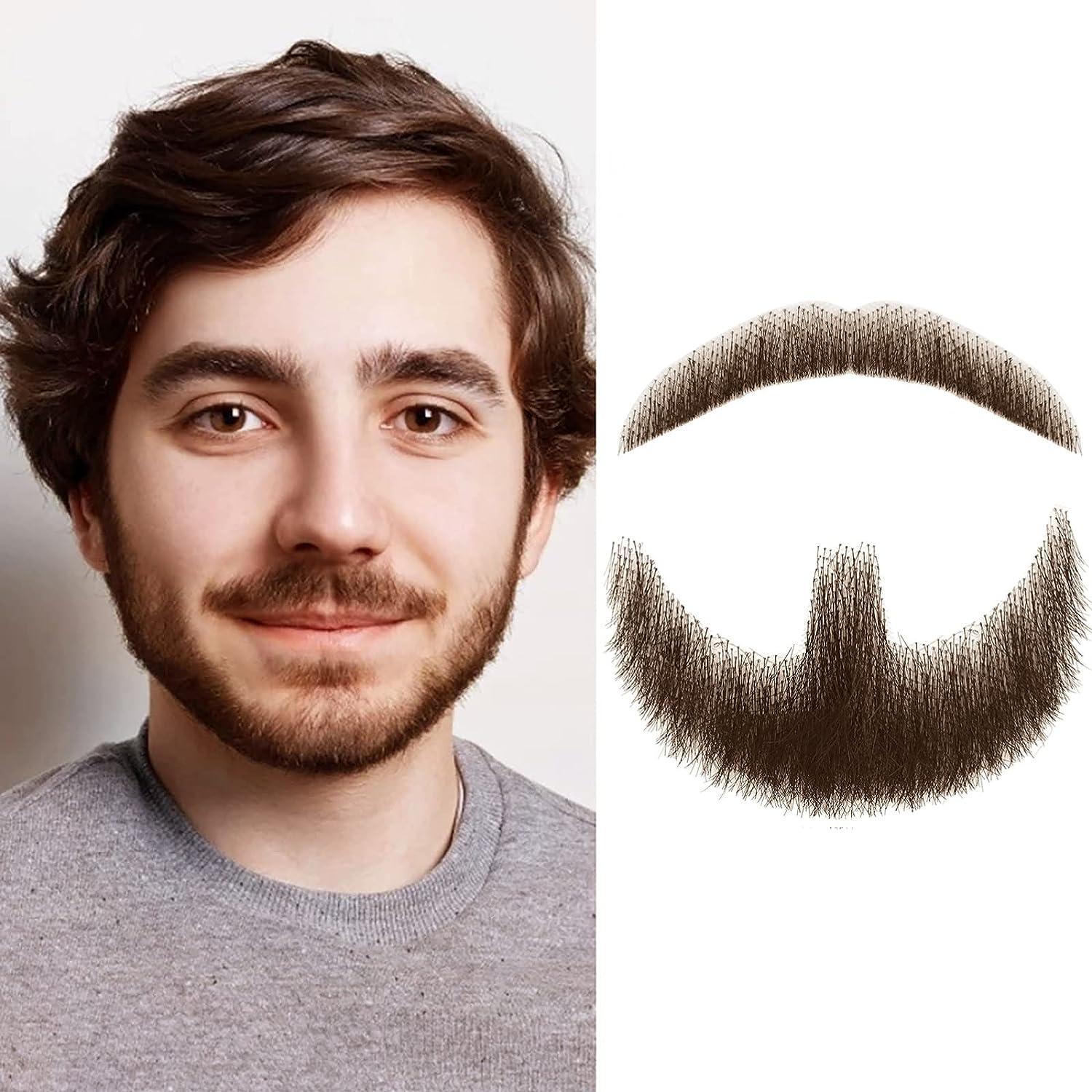 Realistic Human Hair Fake Mustache Beard Goatee - Brown | Entertainment ...
