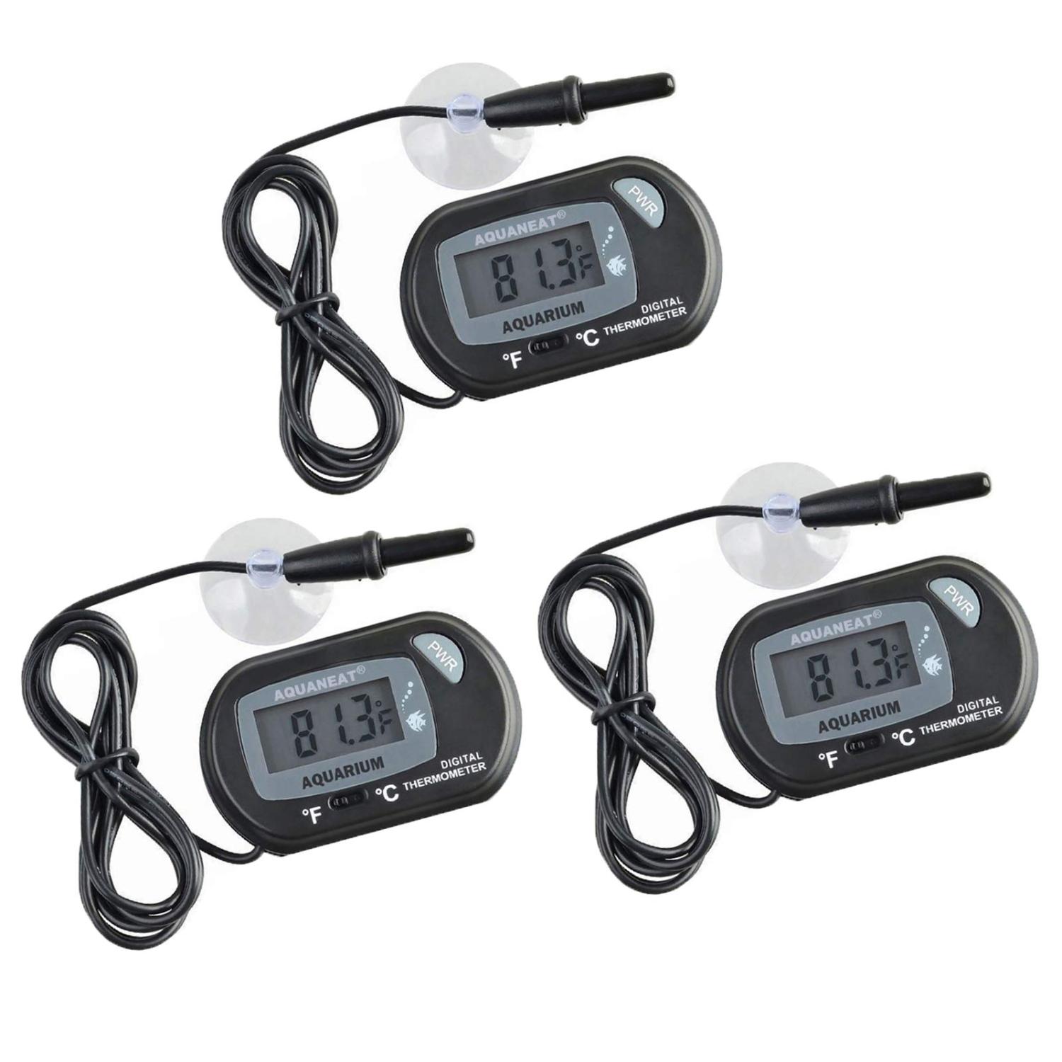 AQUANEAT 3 Pack Digital Aquarium & Reptile Thermometer Set | Large LCD ...