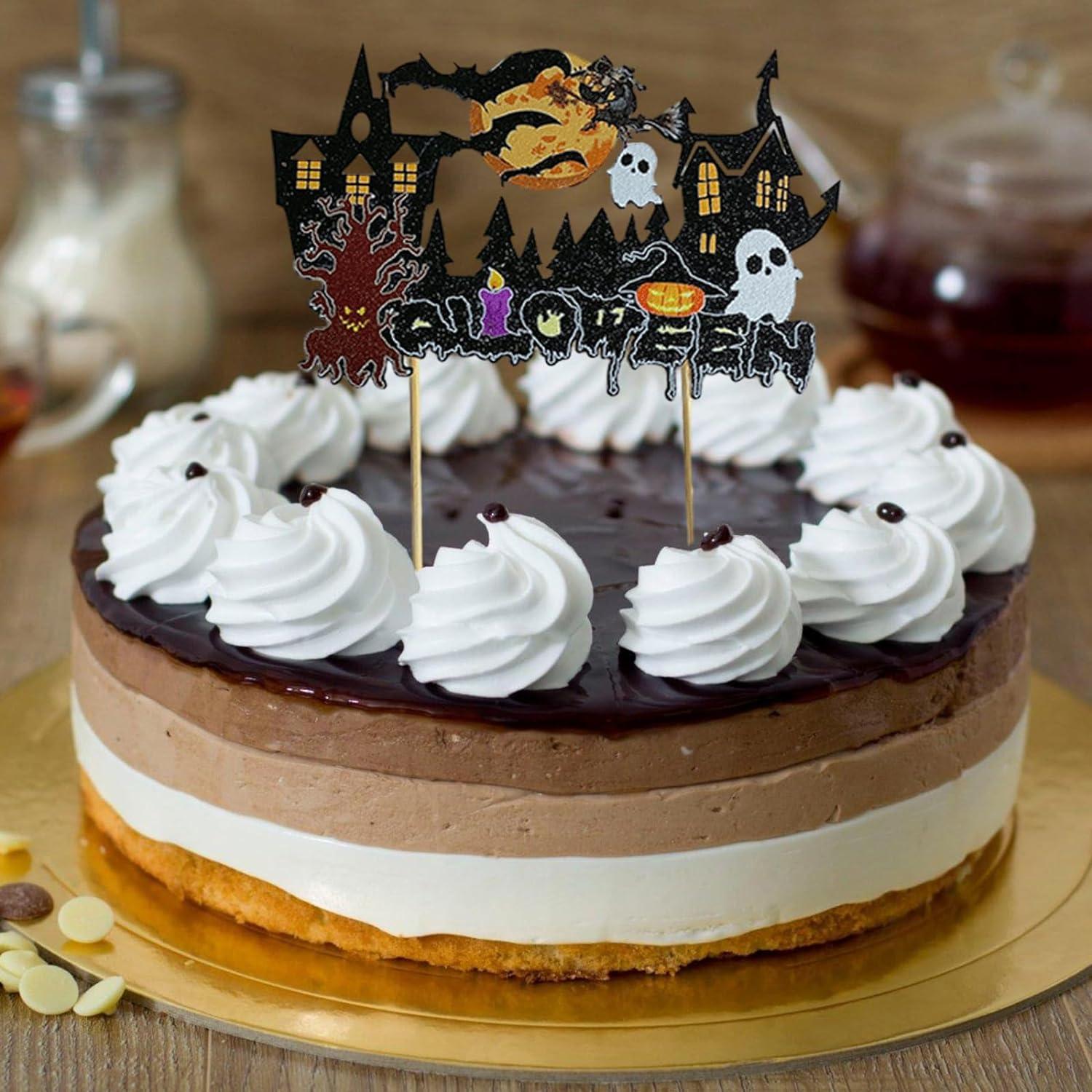 EOQPDECD 11 Pcs Halloween Cake Toppers 1 Big and 10 Small Demon Pumpkin ...