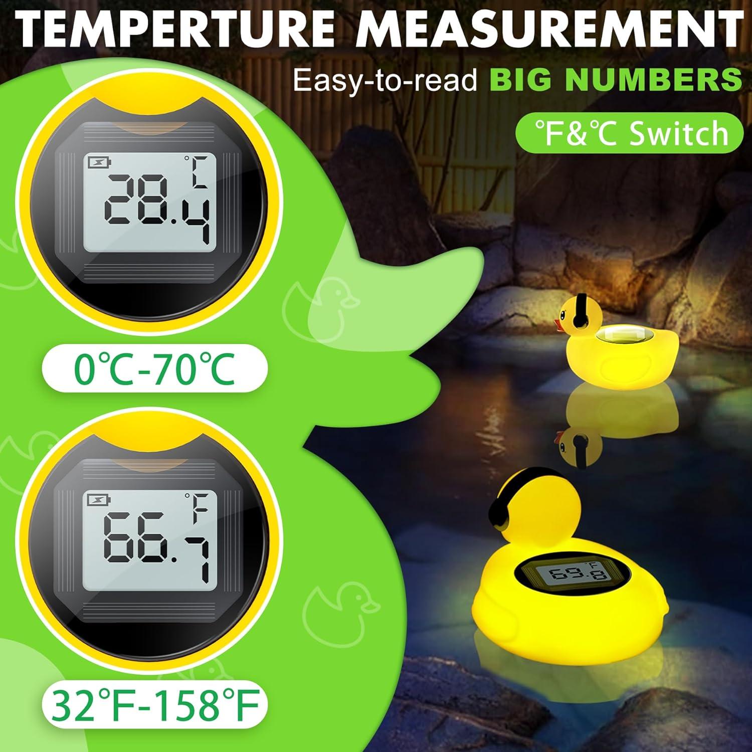 Lanblu Solar Pool Thermometer - Floating Digital Duck Thermometer for ...