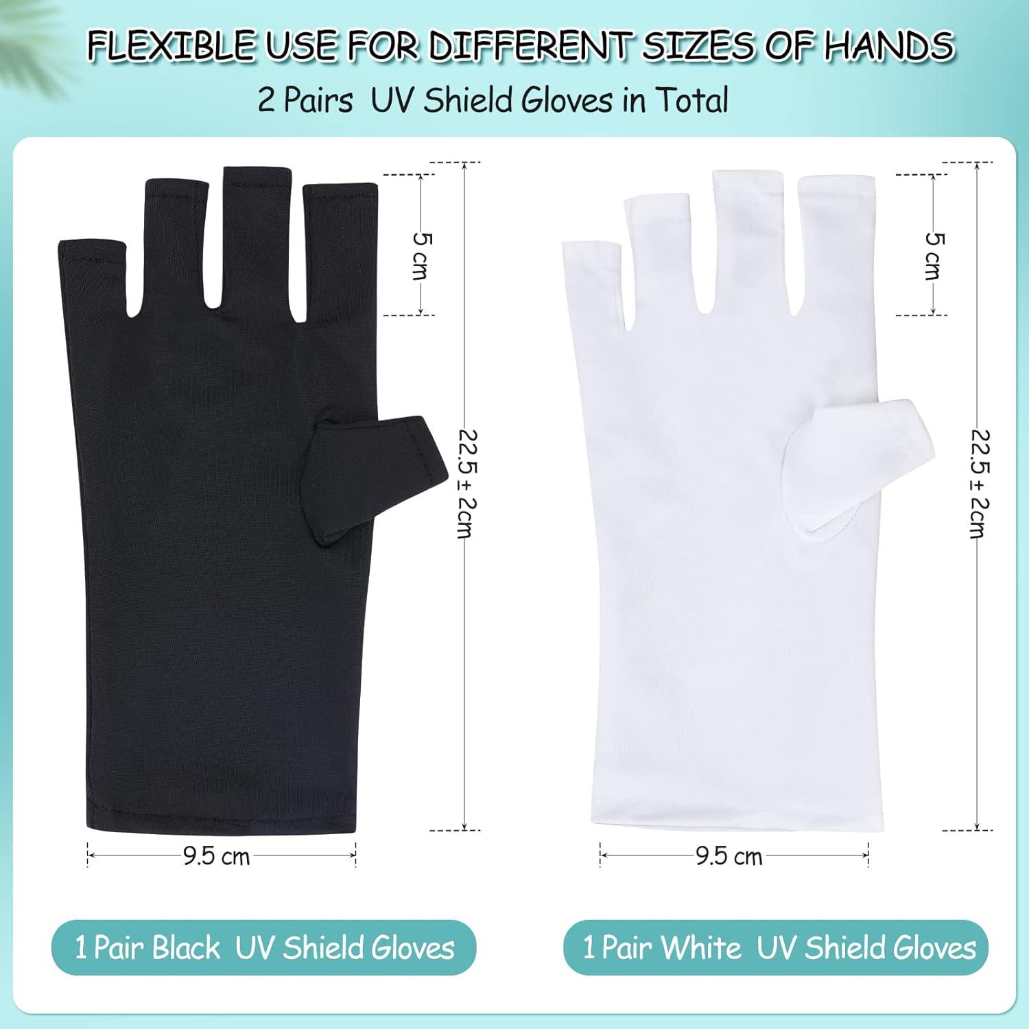 PROUSKY 2 Pairs Anti UV Fingerless Gel Manicure Gloves for Women ...