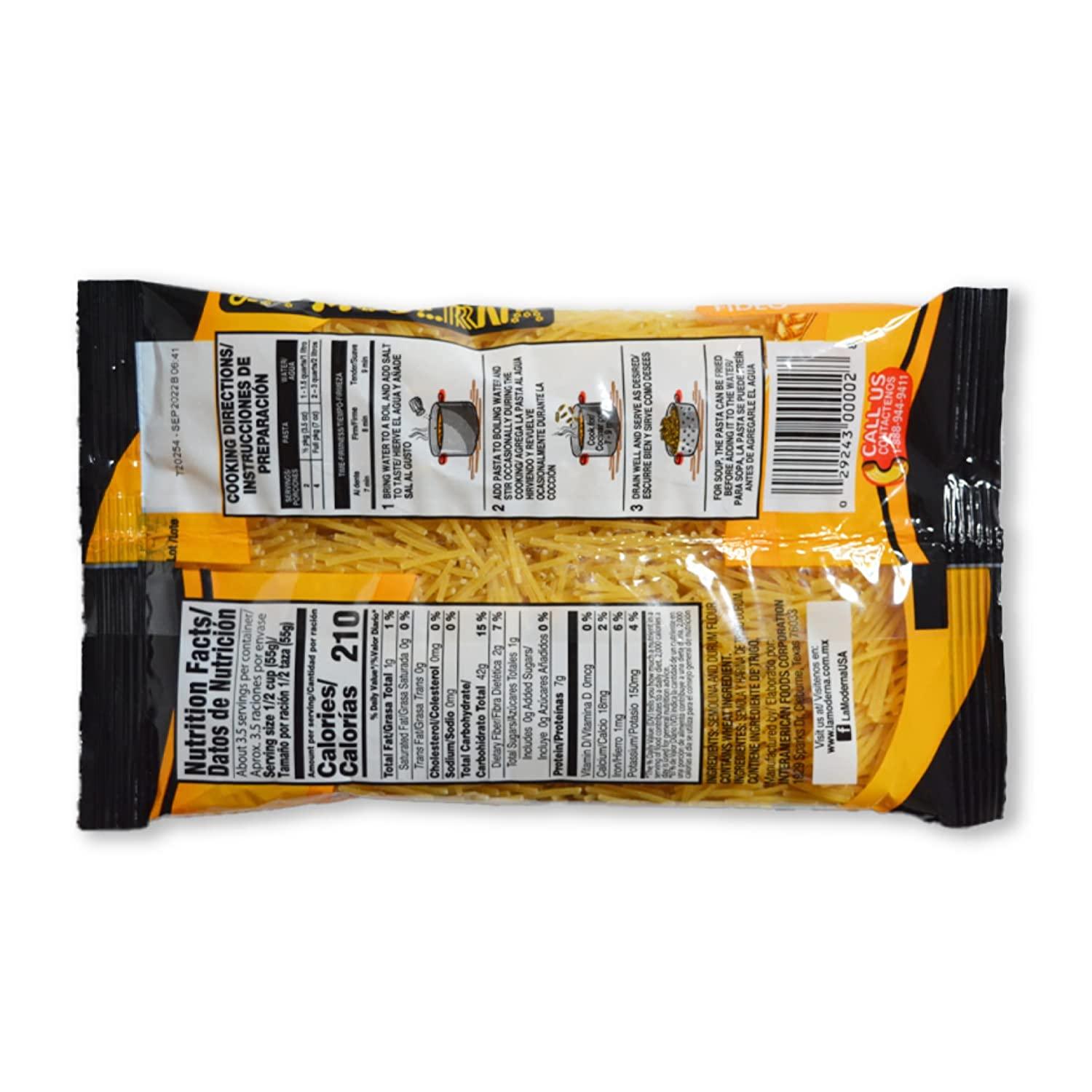 La Moderna Fideo Pasta Noodles - Durum Wheat, Protein, Fiber & Vitamins ...