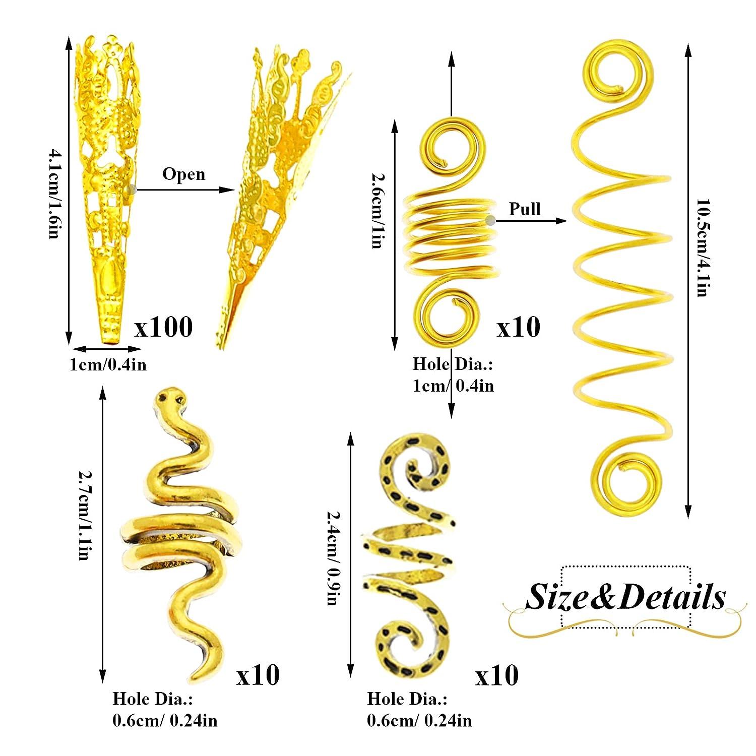 130-Piece Gold Locs Hair Jewelry Kit for Women - Dreadlocks Accessories ...