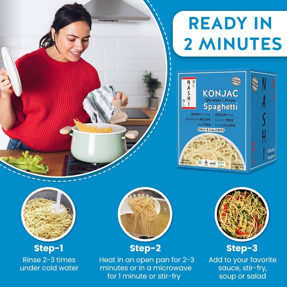 Nashi Shirataki Konjac Moyu Spaghetti - Vegan Keto Friendly Glucomannan Recipe | Odour Free, Fat ...