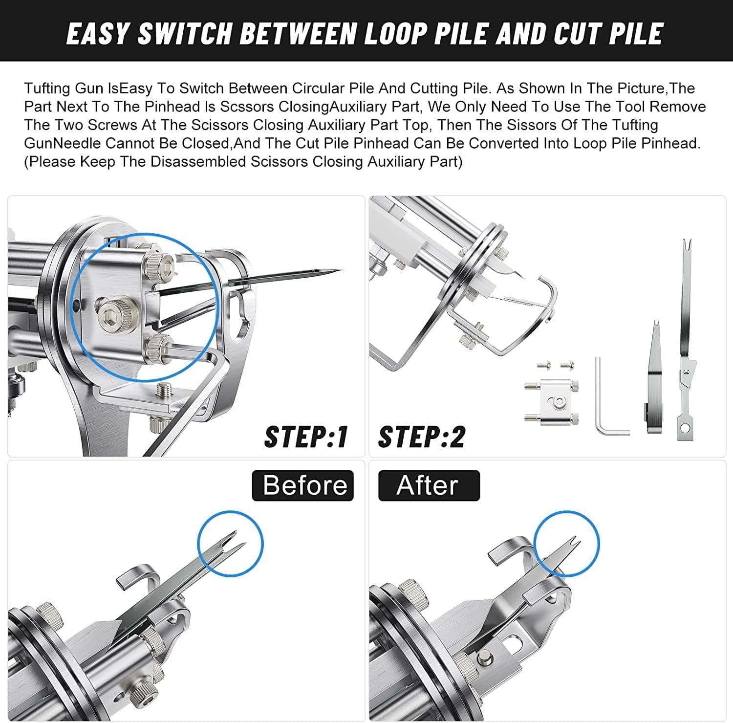 TOPQSC Tufting Gun 2 in 1 Cut Pile Loop Pile - Blue | Rug Making ...