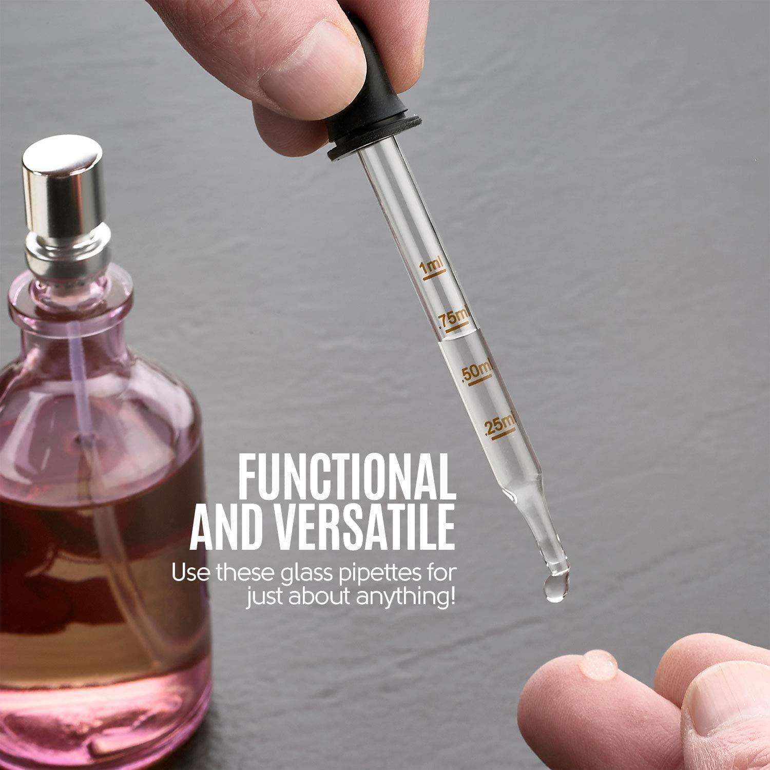 Medical Grade Glass Eye Droppers - Pack of 4 | Bent & Straight Tip ...