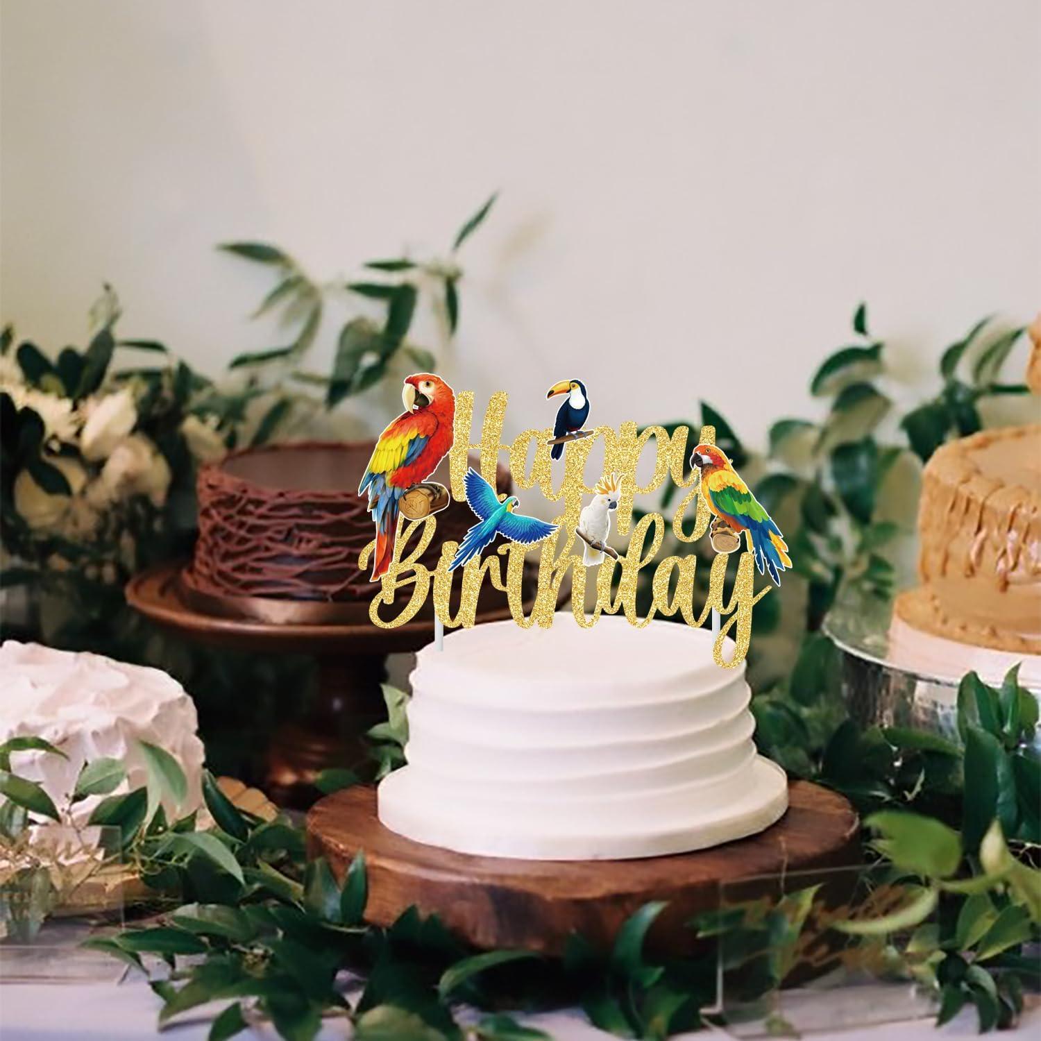 Parrot Birthday Cake Decoration Tropical Bird Birthday Cake Topper ...