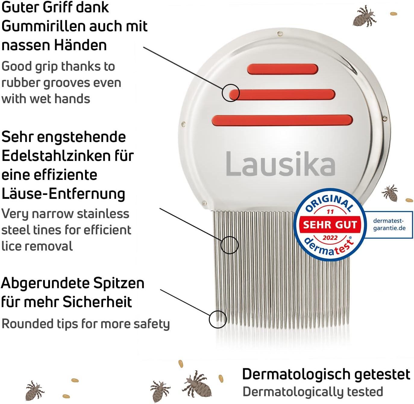 Lausika Metal Lice Comb - Easy Cleaning Nit Comb with 0.12mm Rounded ...