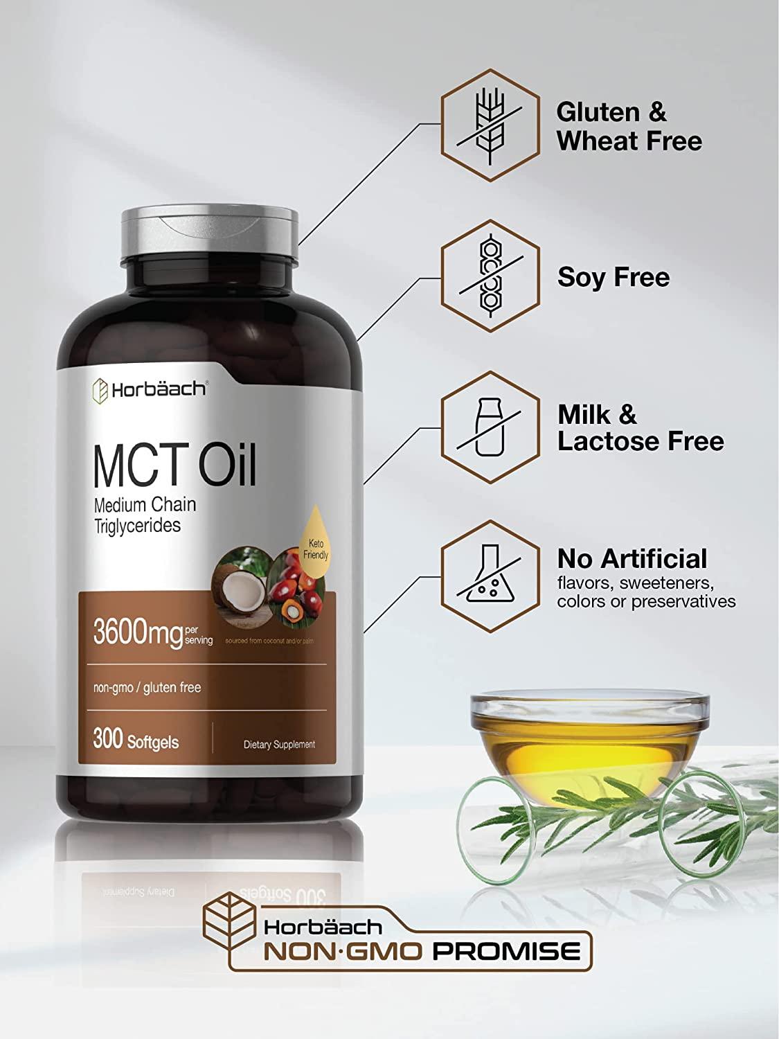 Keto MCT Oil Capsules 3600mg - 300 Softgels | Non-GMO, Gluten Free ...