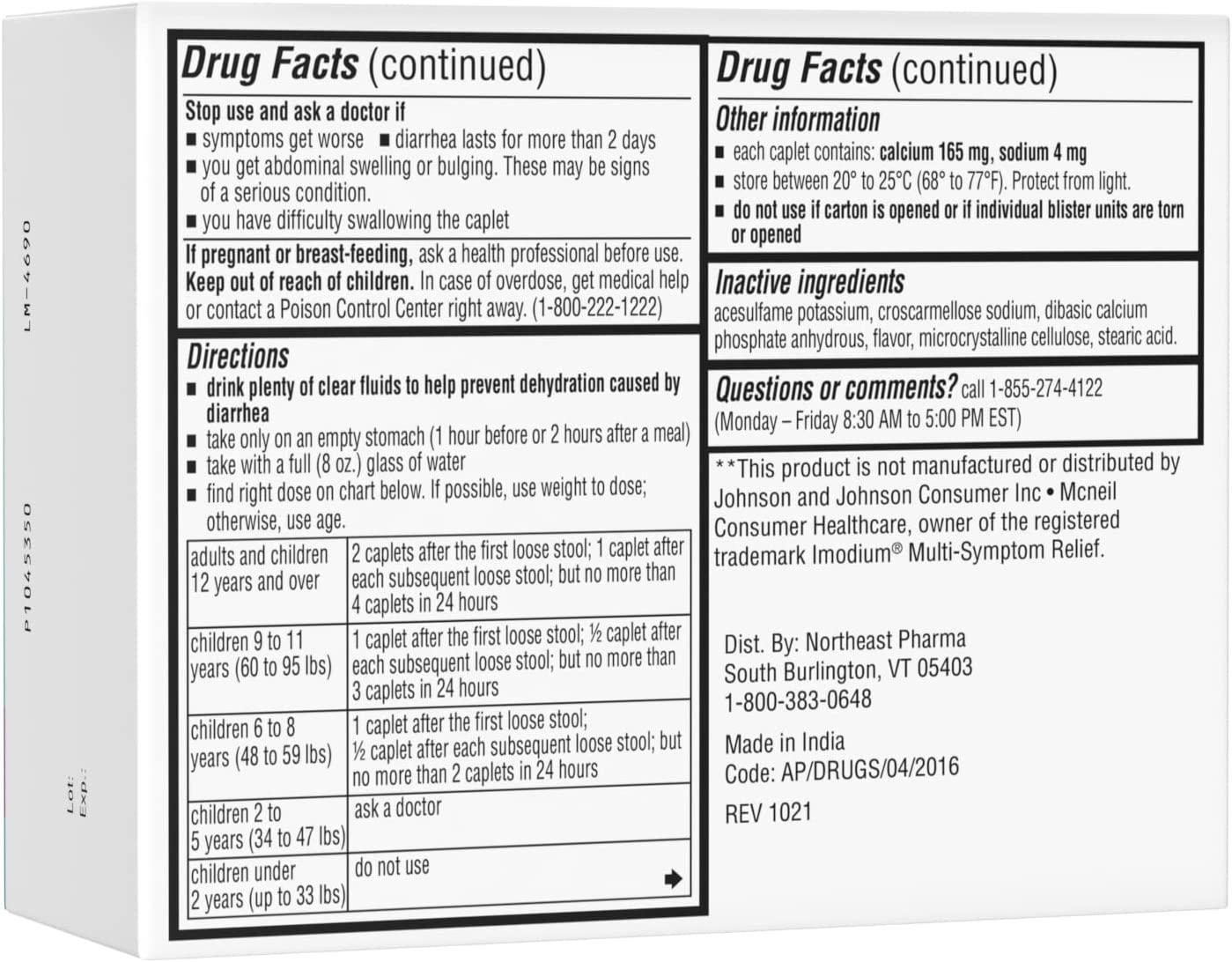 Heartland Pharma Multi-Symptom Loperamide Hydrochloride 2mg ...