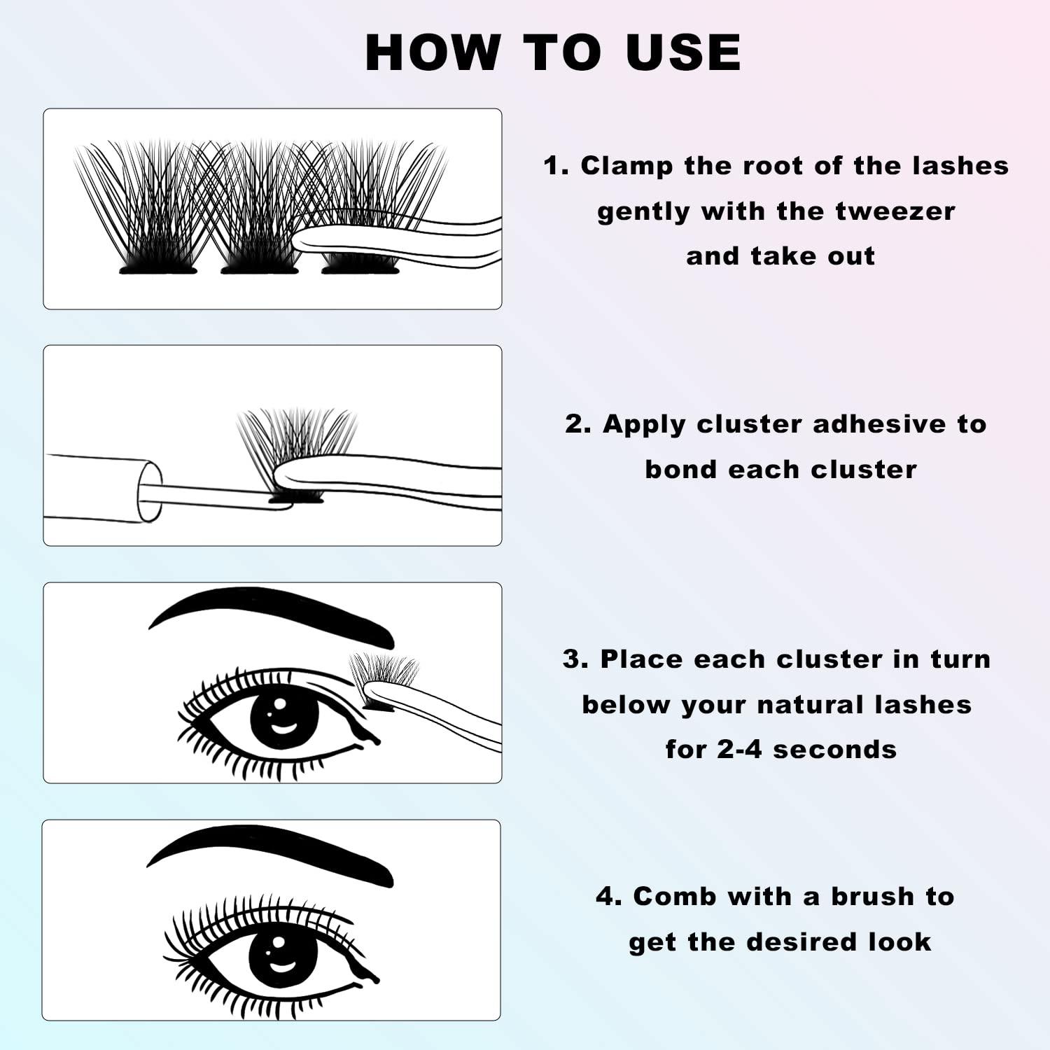 VAVALASH DIY Eyelash Extension Cluster Lashes 72 PCS - V01-D Curl 8 ...