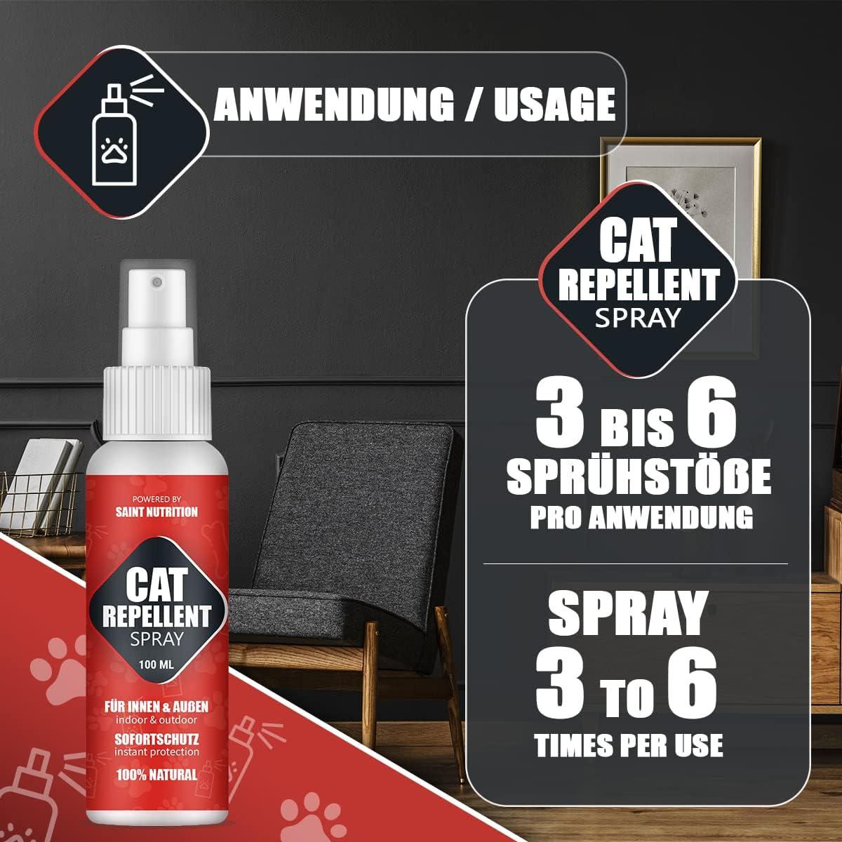 Saint Nutrition Cat Repellent Spray - Indoor/Outdoor Defense Against ...