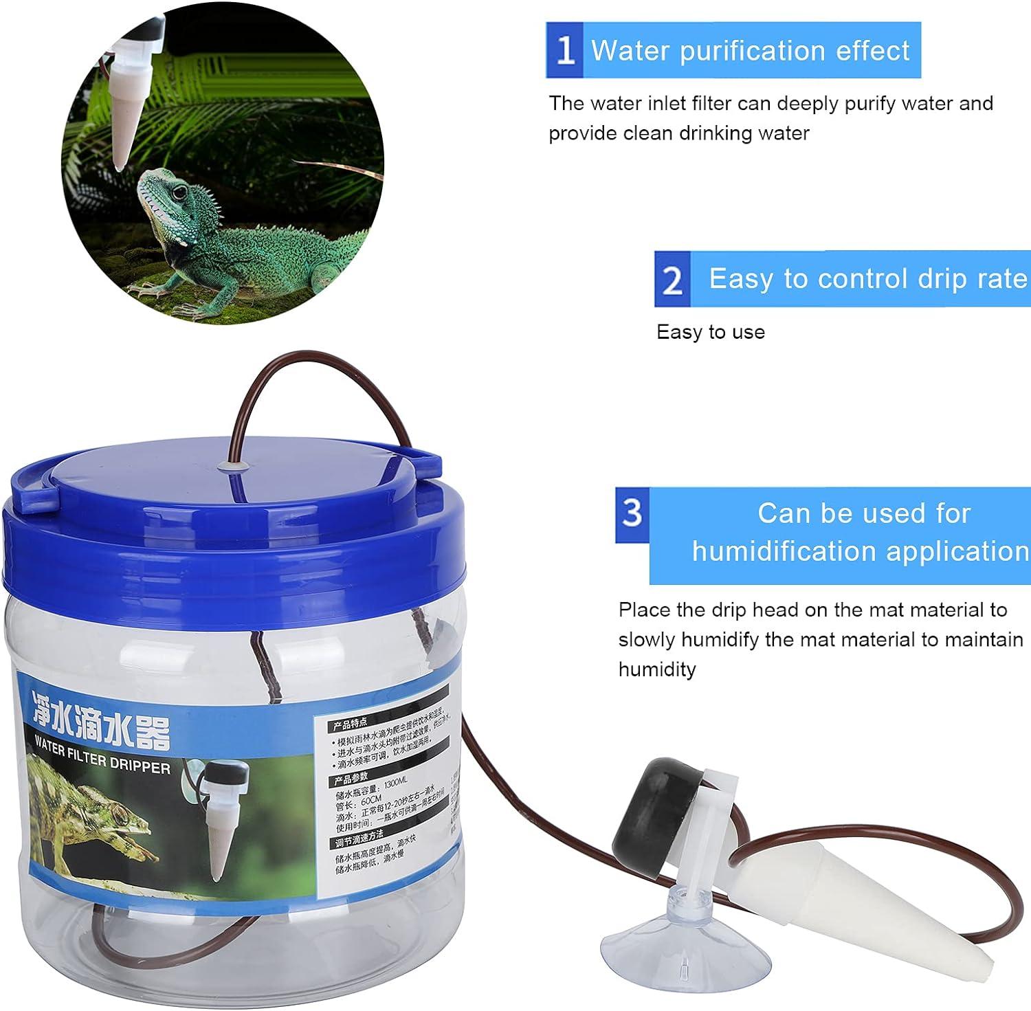 Reptile Water Dripper Kit 1300ML Reptile Drinking Fountain Water ...