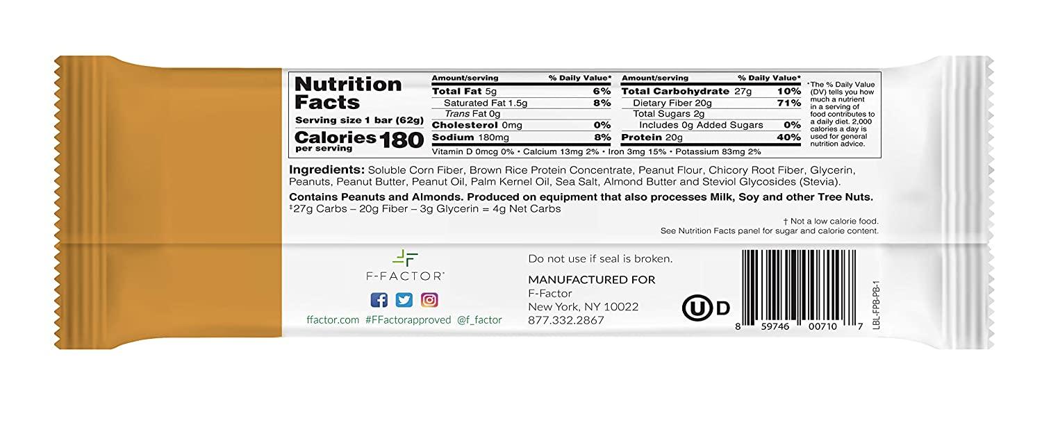 F-Factor Peanut Butter Fiber Protein Bar - High Fiber, High Protein ...
