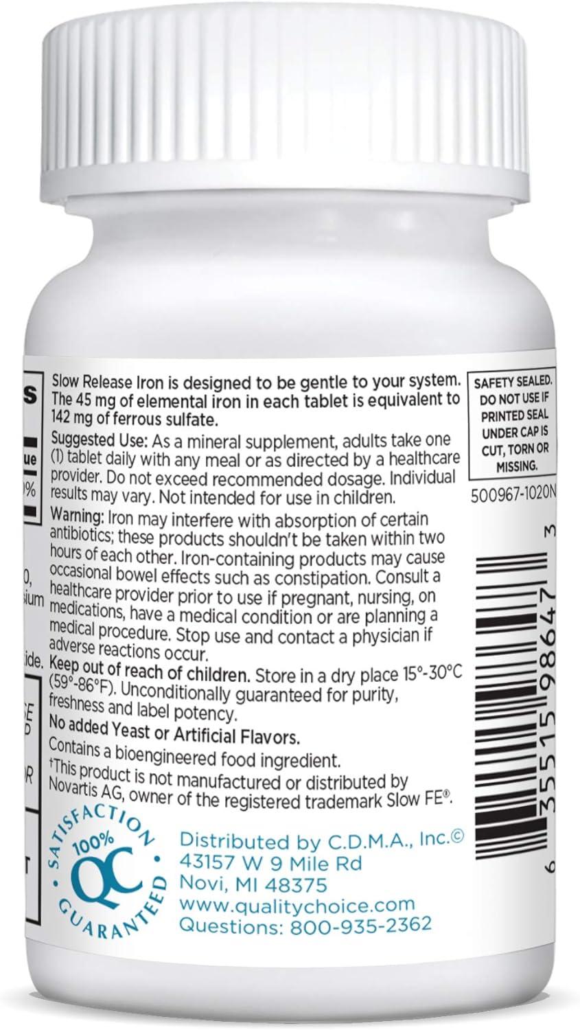 Quality Choice Iron 45mg Slow Release Tablets - 120 Tablets | Buy Now ...