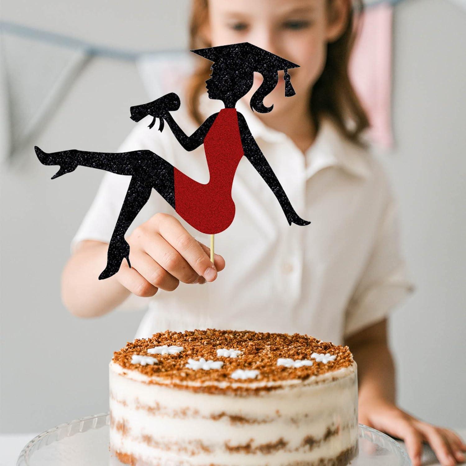 Glitter Graduation 2024 Cake Topper High Heel Girl Graduation Cake Pick ...