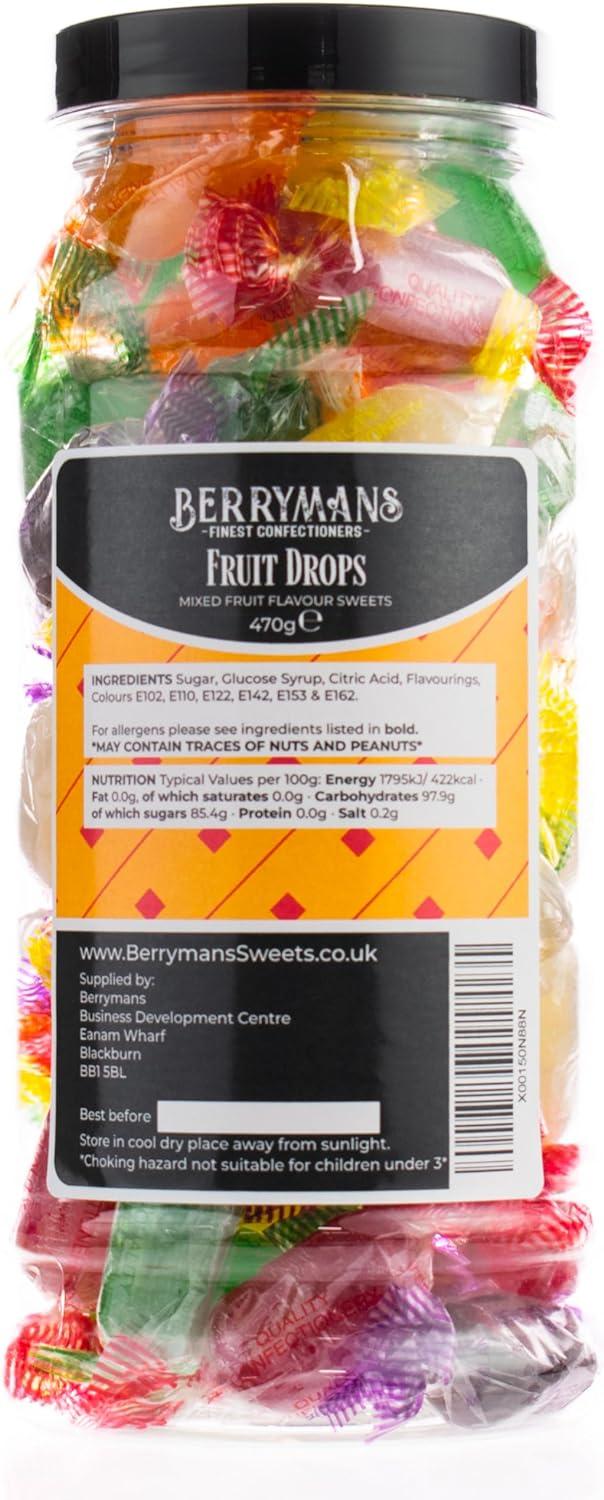 Original Fruit Drops Retro Boiled Sweets Gift Jar By Berrymans Sweet ...