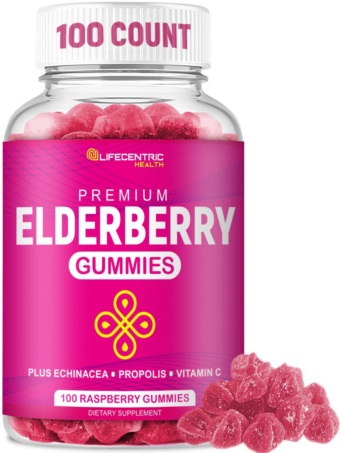LifeCentric Health Sambucus Elderberry Gummies with Vitamin C, Propolis ...