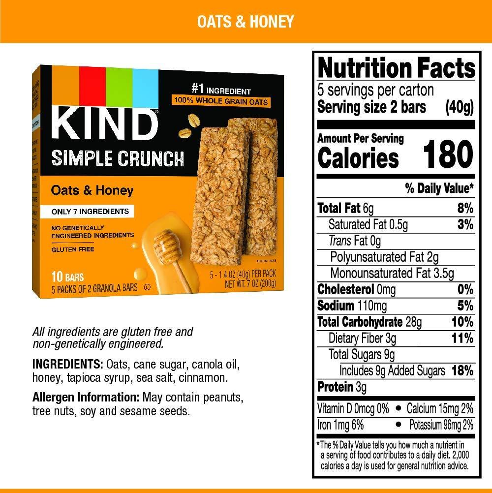 KIND Simple Crunch Oats & Honey 7 Oz - Pack of 5 | Healthy Snack | Buy ...