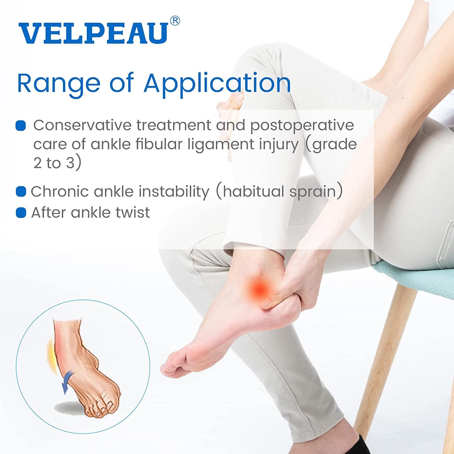 VELPEAU Ankle Brace - Adjustable Rigid Stabilizer for Sprains - Gel ...