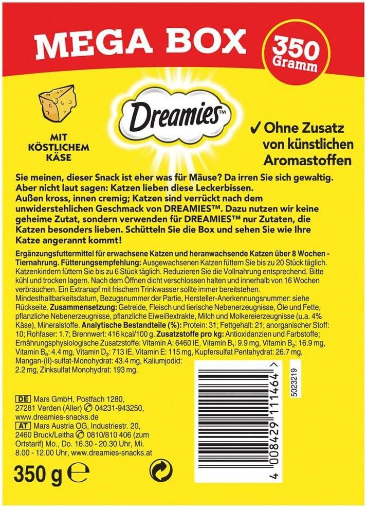 Buy Dreamies Cat Snacks - Cheese Flavor (Mega Box 2 x 350g) - Crispy ...