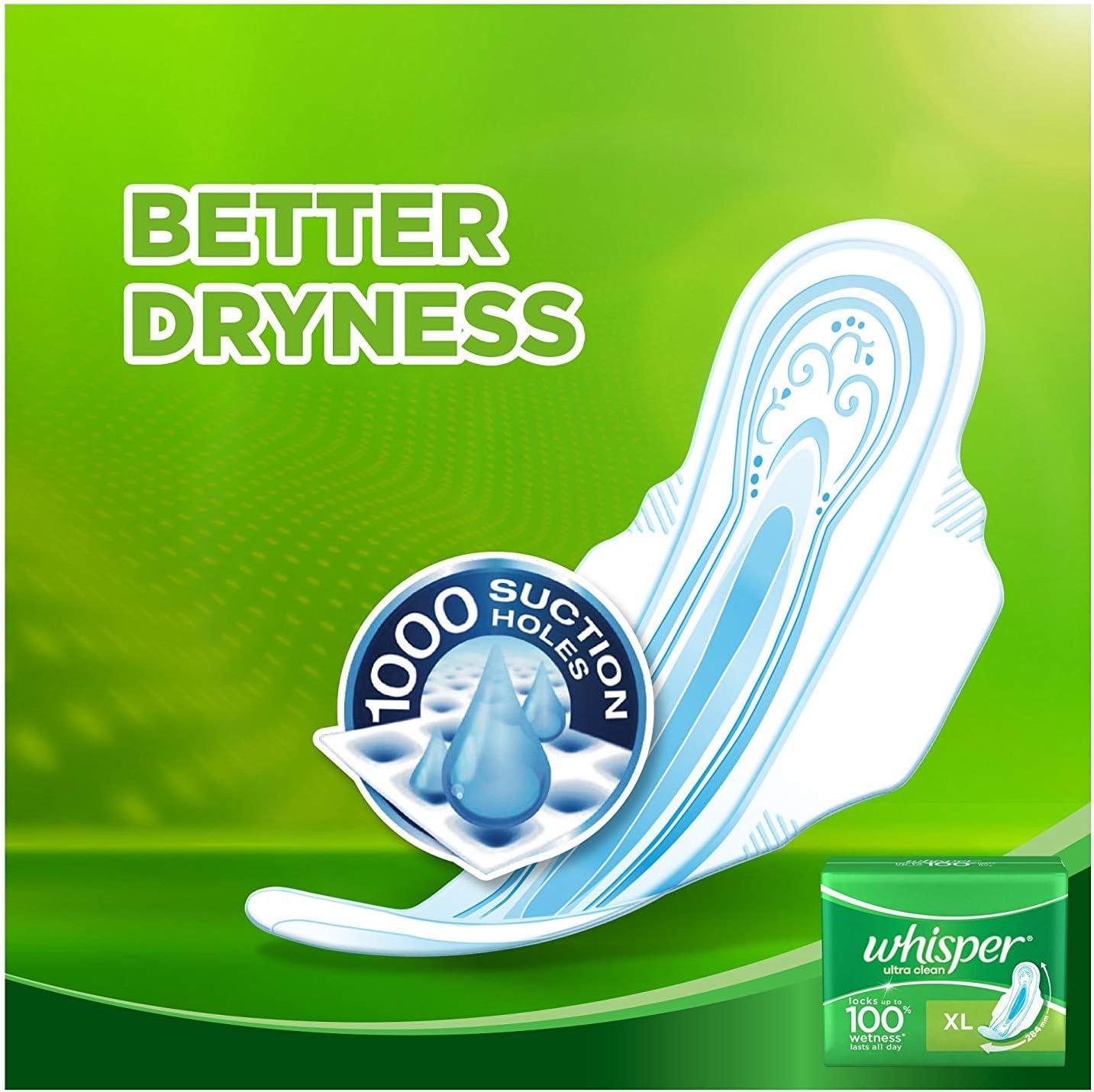 Whisper Ultra Clean XL Wings Sanitary Pad - Pack of 15 | Buy Now with ...
